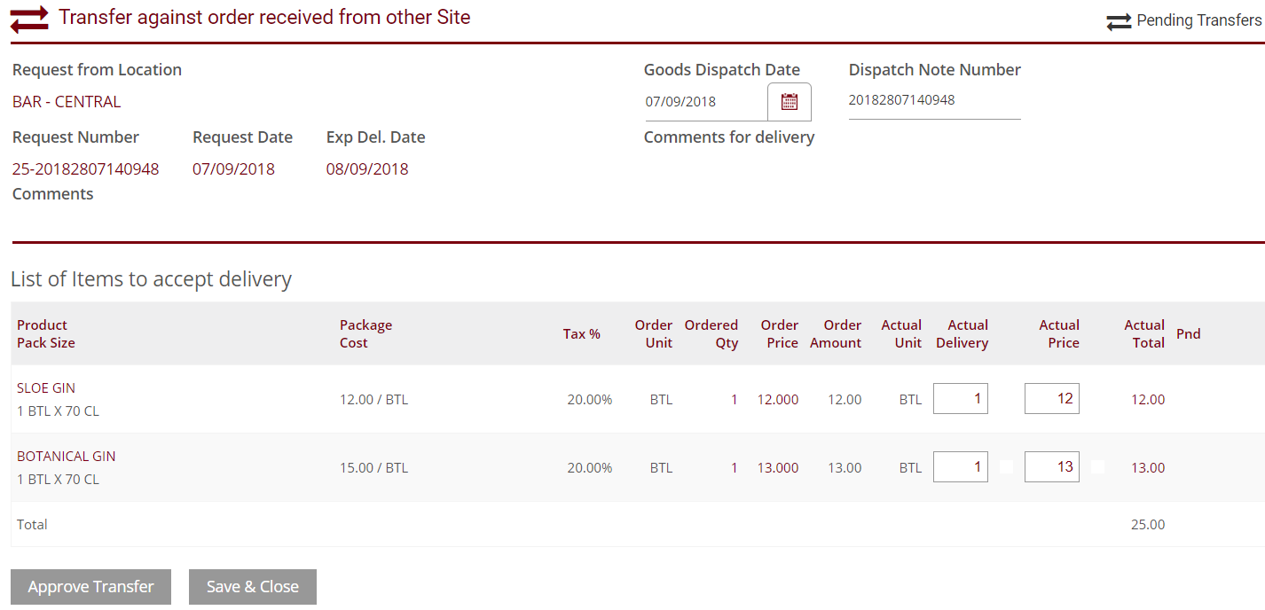 Request Transfer – StockTake Online